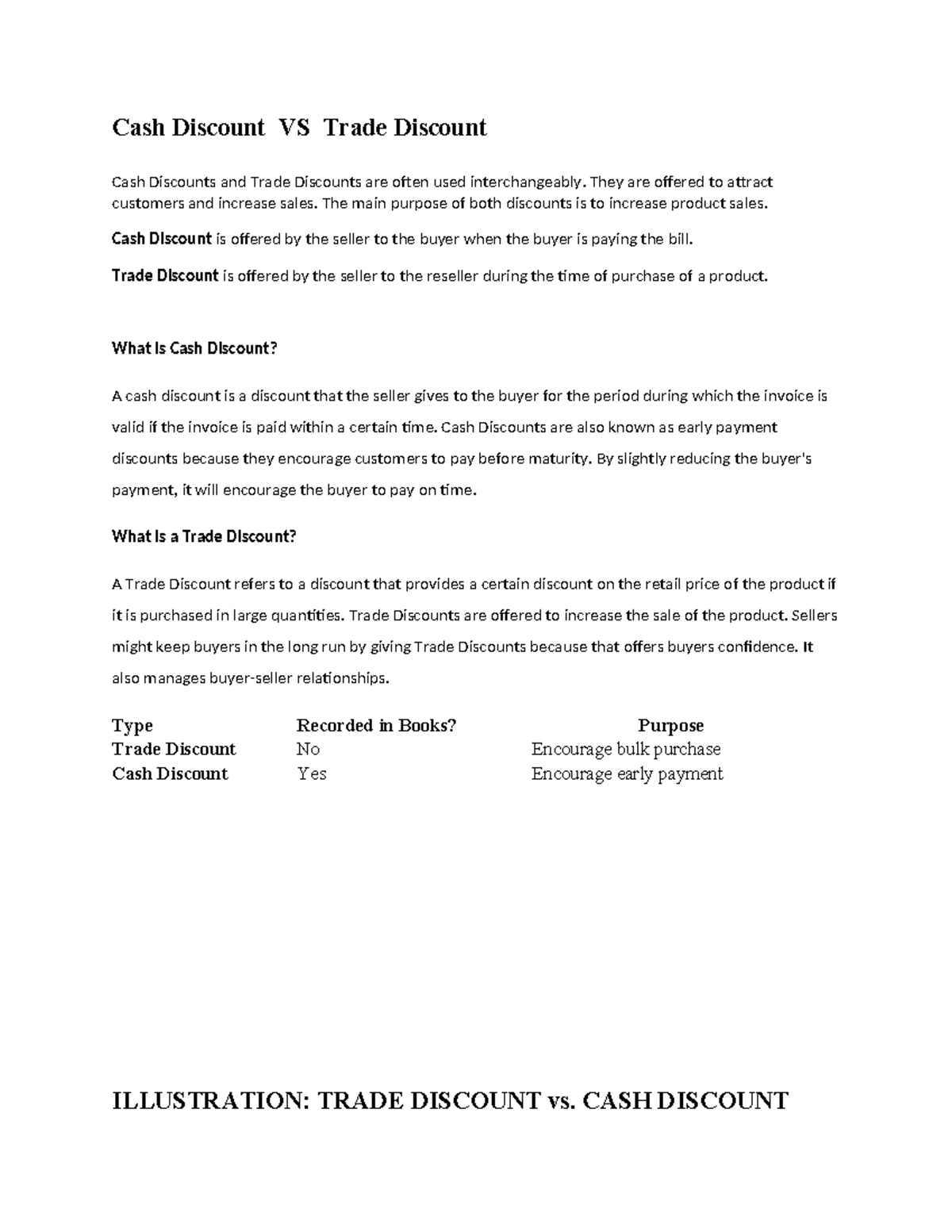 Cash Discount vs. Trade Discount: Key Differences Explained - Studocu