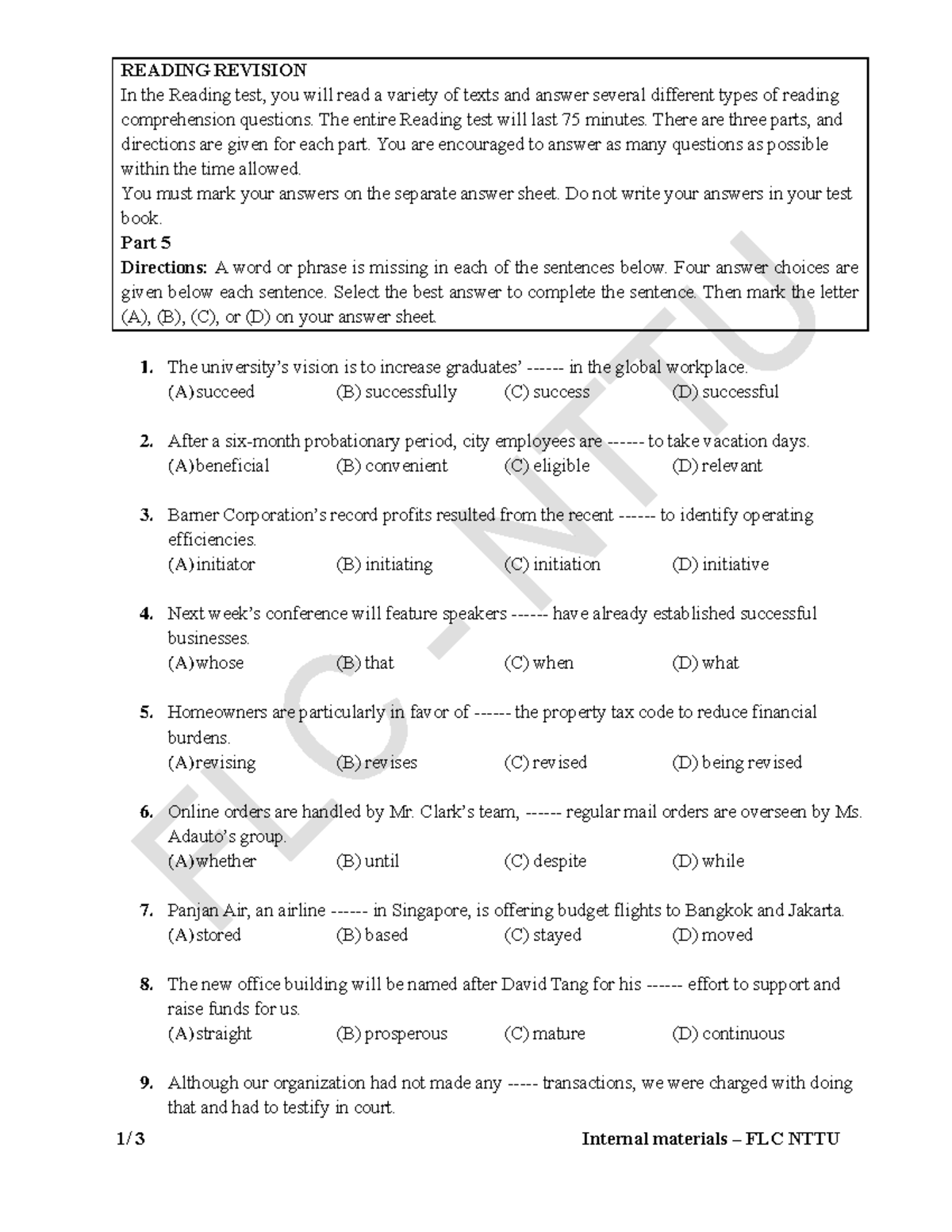 Reading Revision P5-9: Comprehension Questions & Answers Guide - Studocu