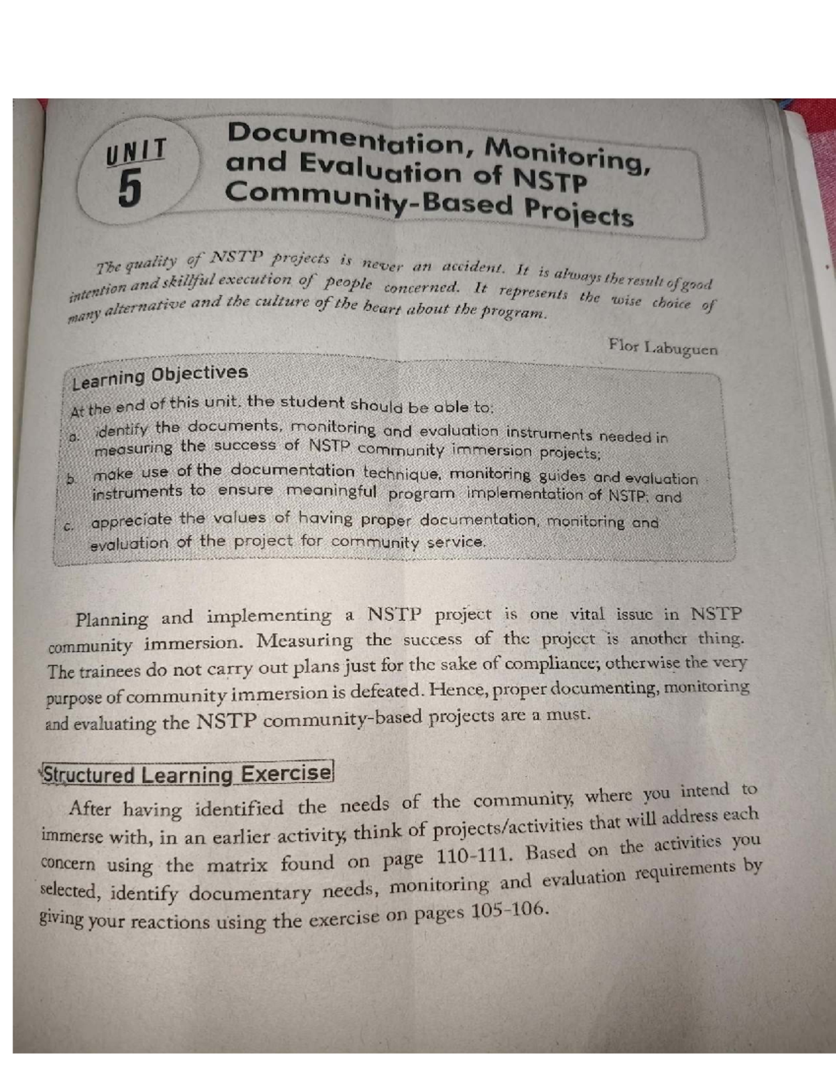 NSTP 2: Unit 5 - Documentation, Monitoring, and Evaluation of Projects ...