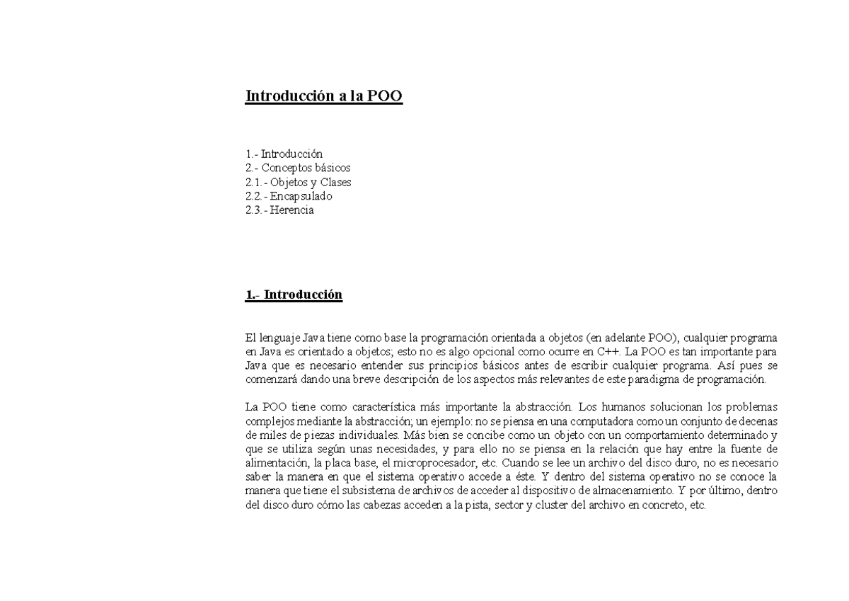 Introducción a la POO en Java: Conceptos y Principios Básicos - Studocu