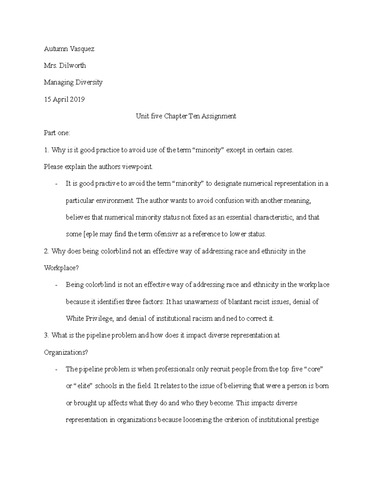 Unit five Chapter Ten Assignment - Autumn Vasquez Mrs. Dilworth ...