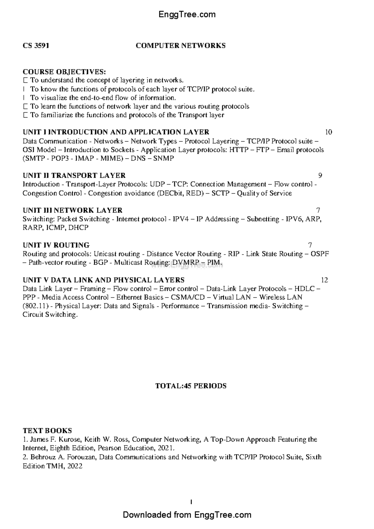 CS 3591 Computer Networks: Comprehensive Study Notes and Objectives ...