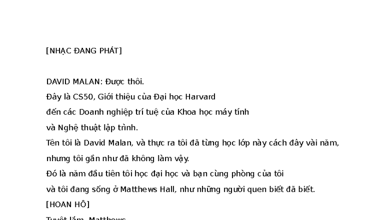 CS50 Lecture: David Malan's Introduction to Computer Science - Studocu