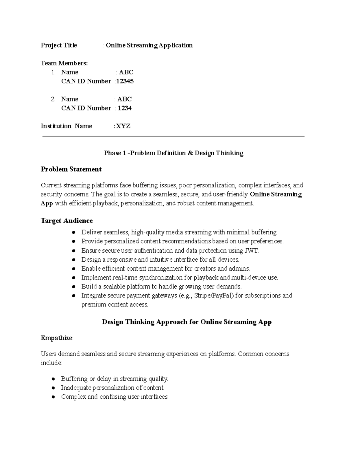 Online Streaming App Development: Phase 1 - Problem & Design Analysis ...
