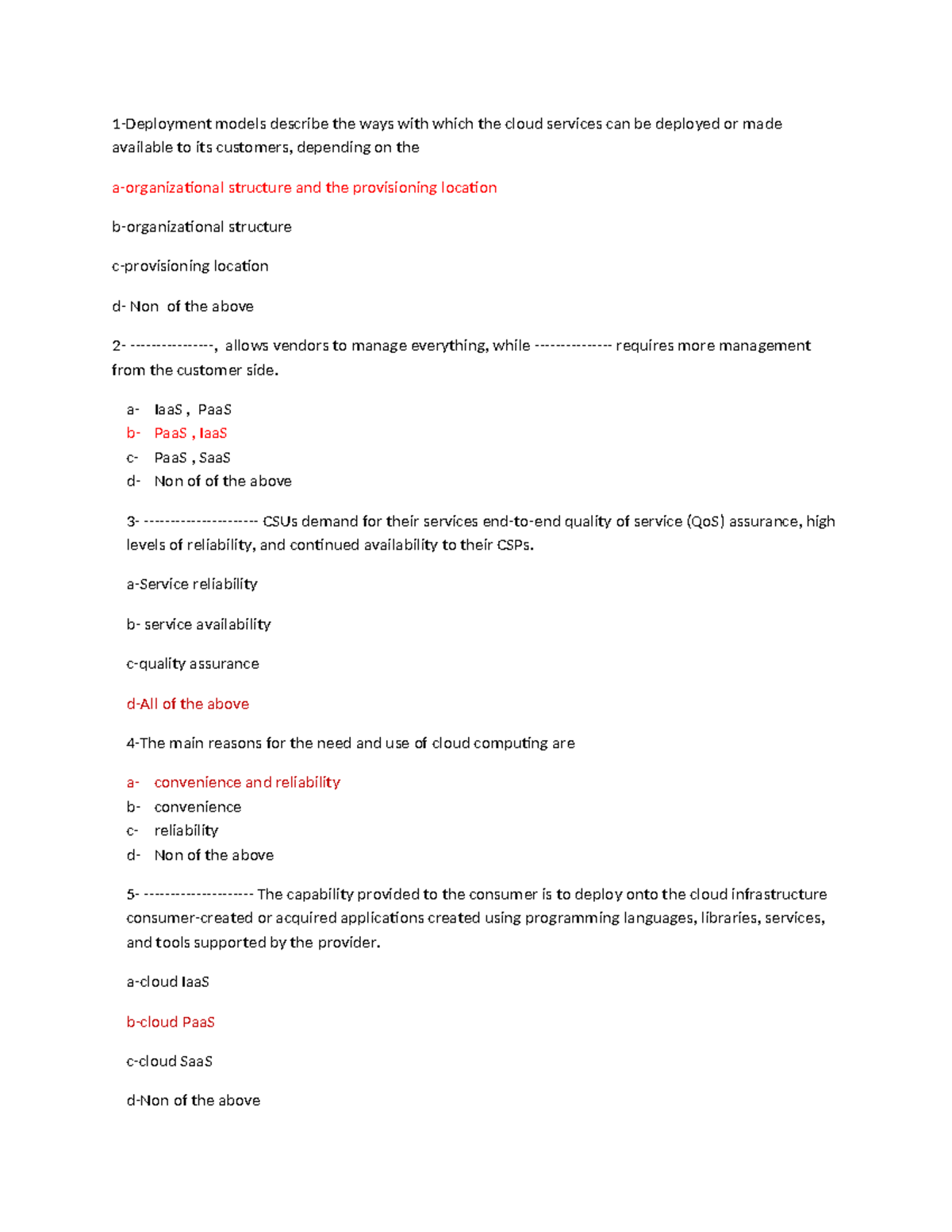 Chapter 2 - Cloud Service Models: IaaS, PaaS, SaaS Overview - Studocu