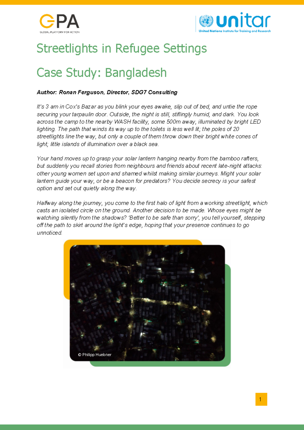 GPA Case Study: Solar Streetlights in Refugee Camps, Bangladesh - Studocu