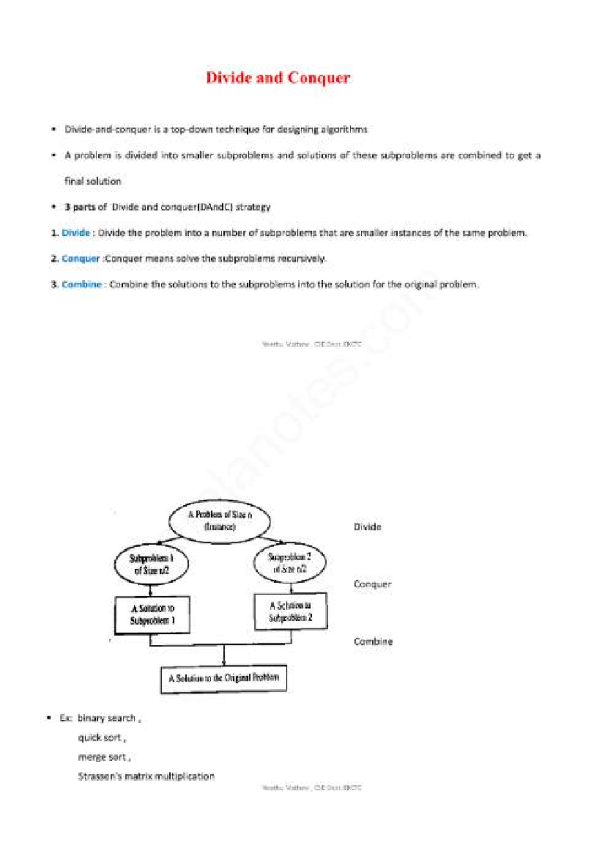 AAD Module 3 - Divide and Conquer Techniques in Algorithms - Studocu
