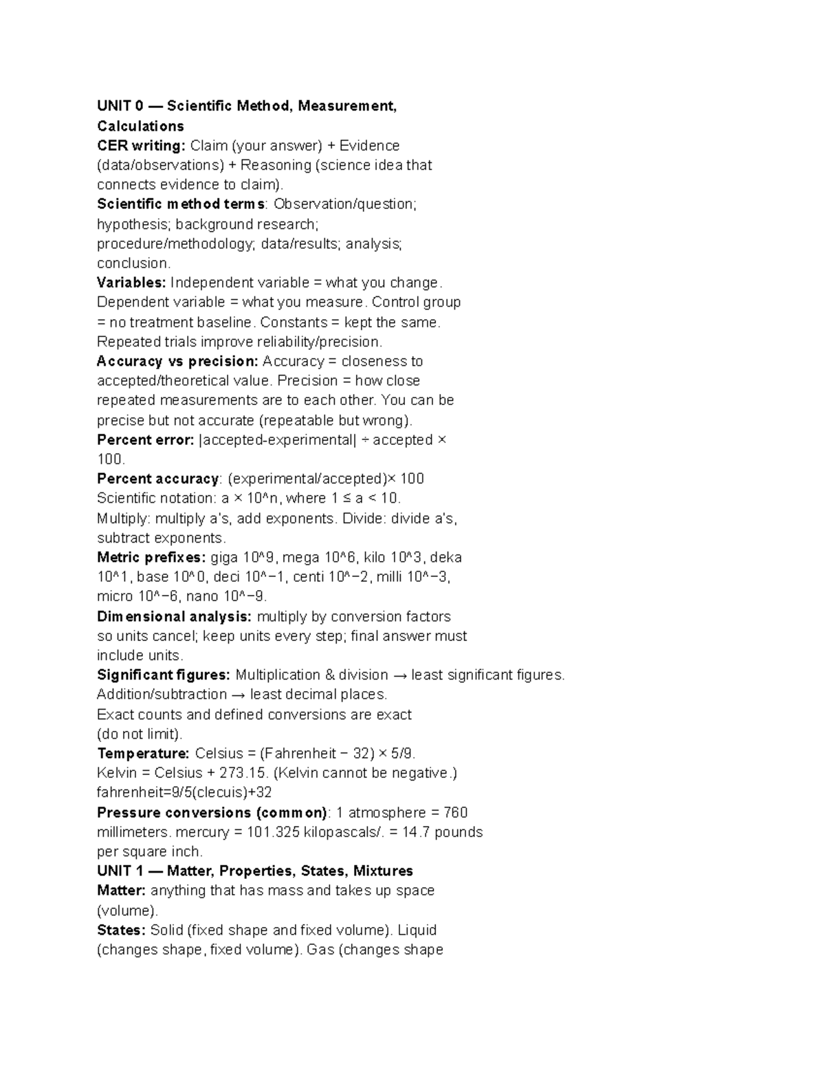 NIT 0 Scientific Method & NIT 4 Periodic Table Patterns Study Guide ...