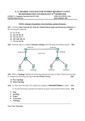 Lab 9 cn - THIS PROVIDE HOW TO CONFIG VLAN - Akhuwat University Laboratory Manuals for Computer ...