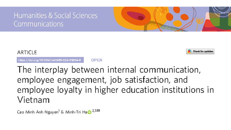 The Interplay of Internal Communication, Engagement, and Loyalty in ...