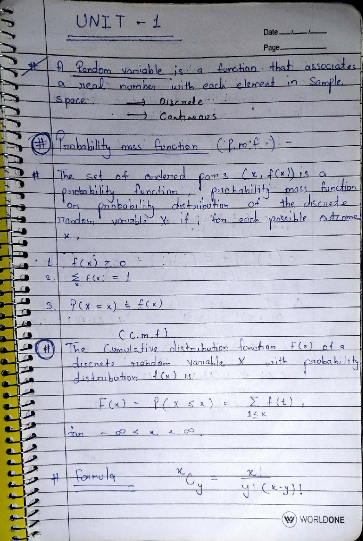 Maths Unit 1 - Random Variables and Probability Distributions Notes ...