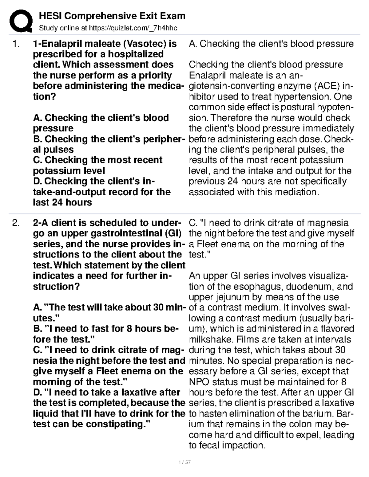 HESI Comprehensive Exit Exam Study Guide and Key Concepts - Studocu