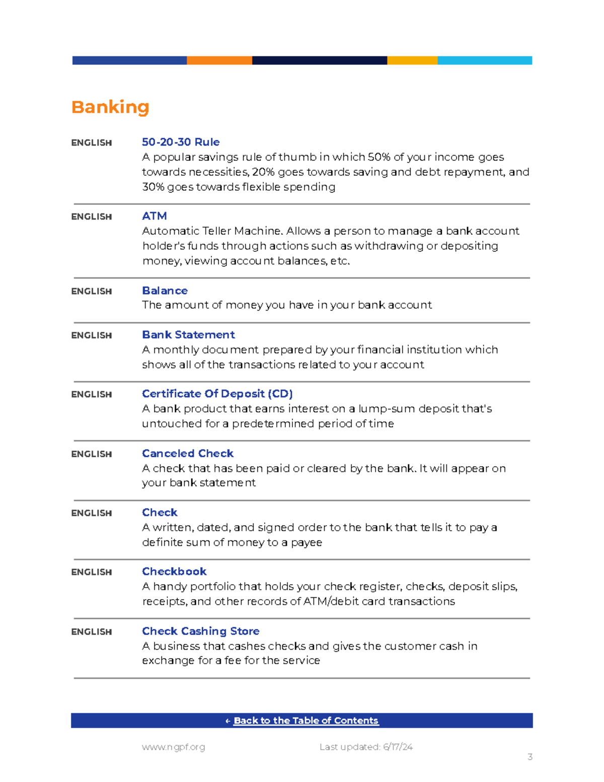 Banking Vocabulary: Key Terms and Concepts for Financial Literacy - Studocu