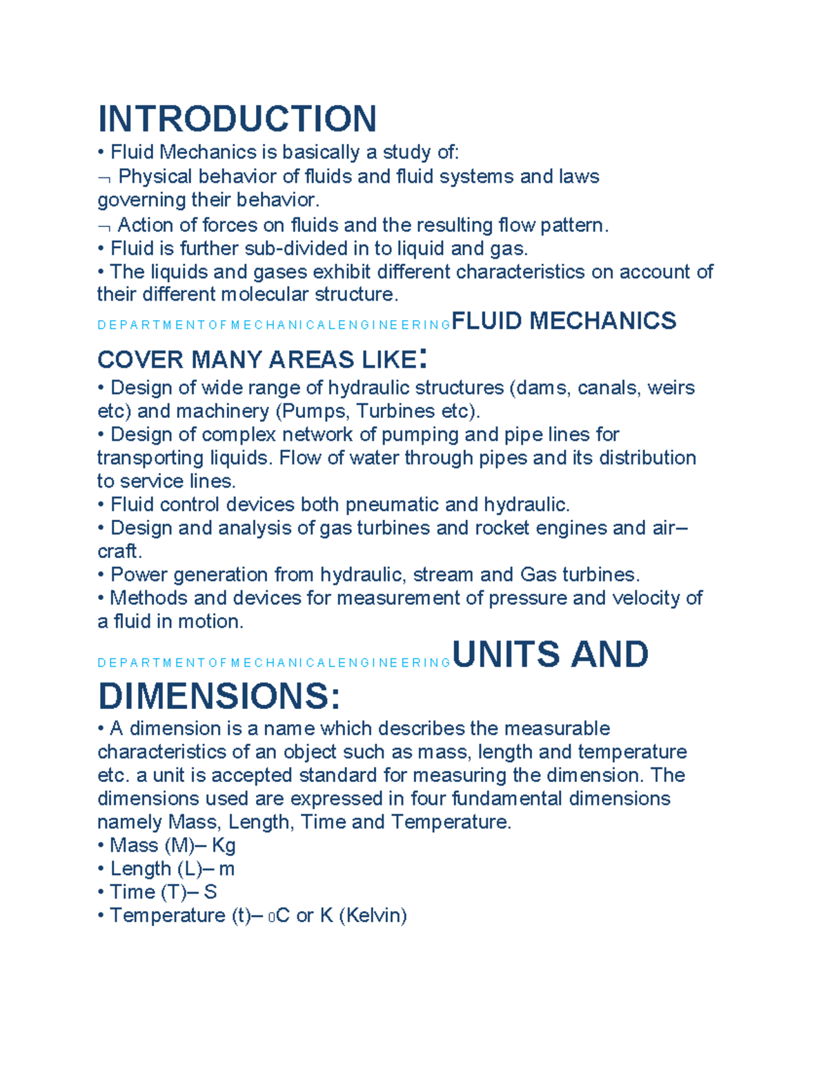ME 101: Introduction to Fluid Mechanics and Its Applications - Studocu