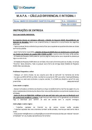 [Solved] 34 9 99839647 Mapa pronto Seja bemvindo atividade MAPA da - Cálculo Diferencial E ...