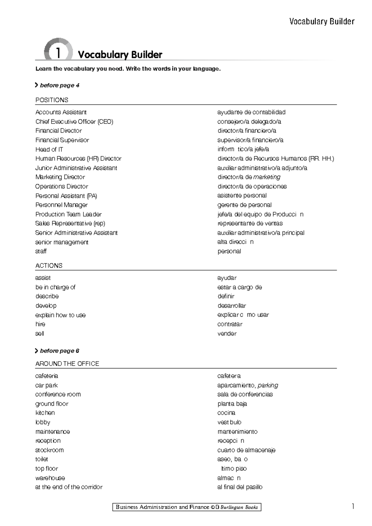Vocabulary Builder for Business Administration and Finance (BAF) - Studocu