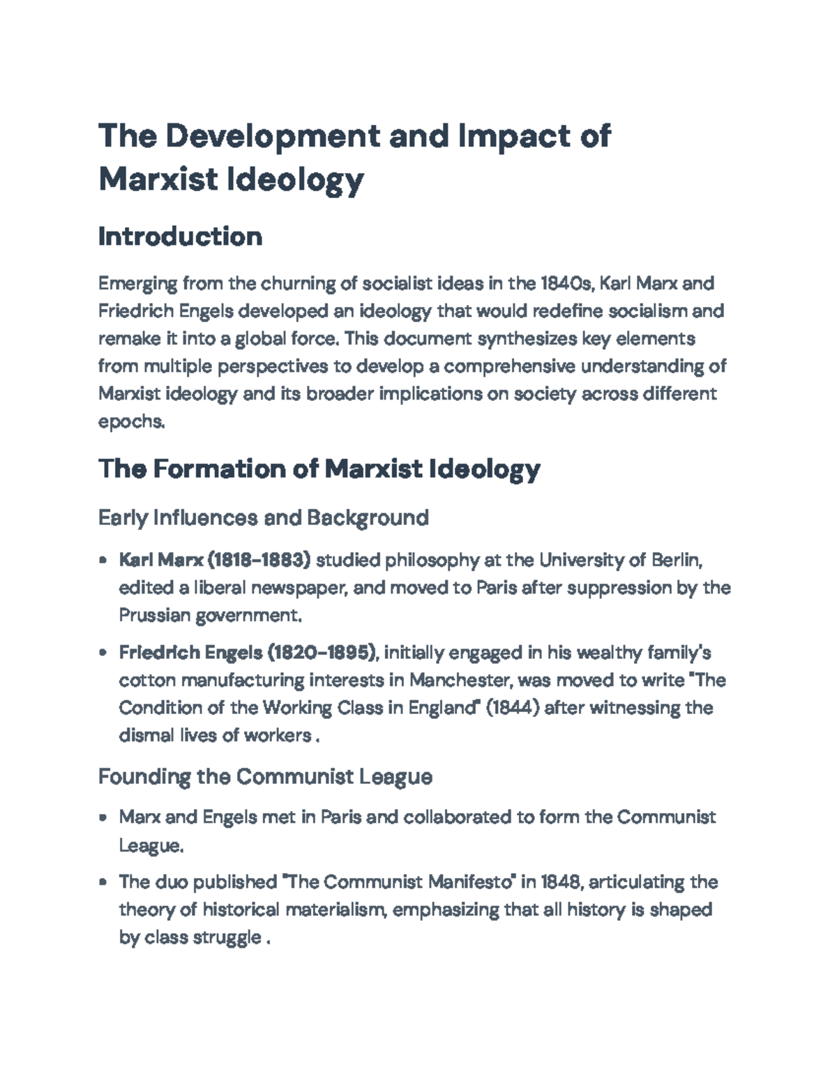 The Development and Impact of Marxist Ideology: An Analytical Overview ...