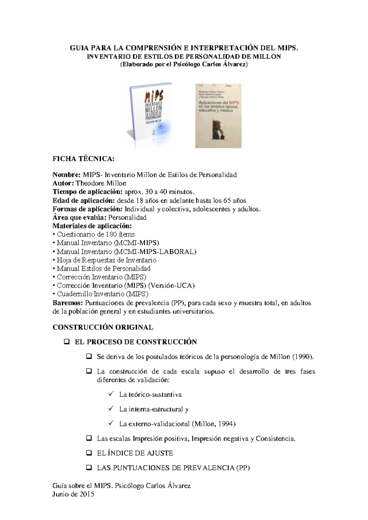 Guía de Interpretación del MIPS - Estilos de Personalidad de Millon ...