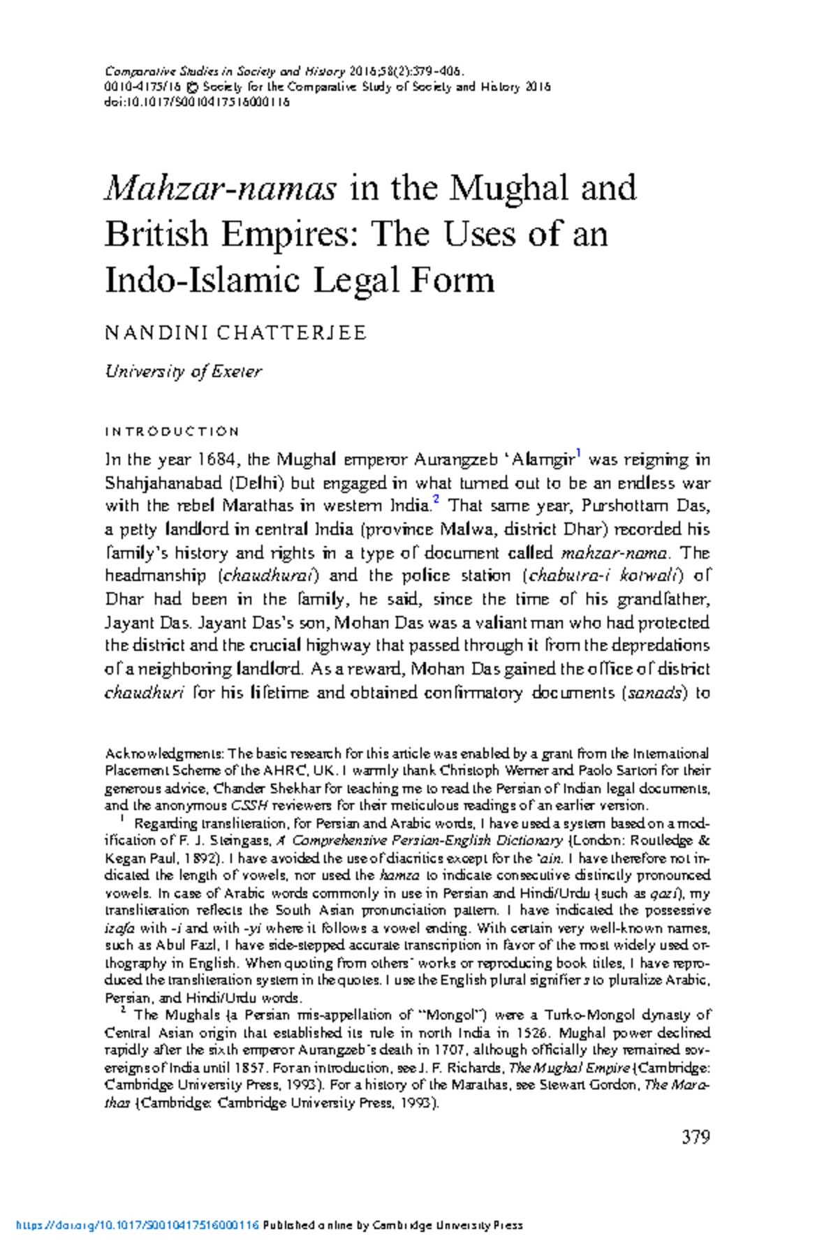 Mahzar-namas in Mughal & British Empires: An Indo-Islamic Study - Studocu