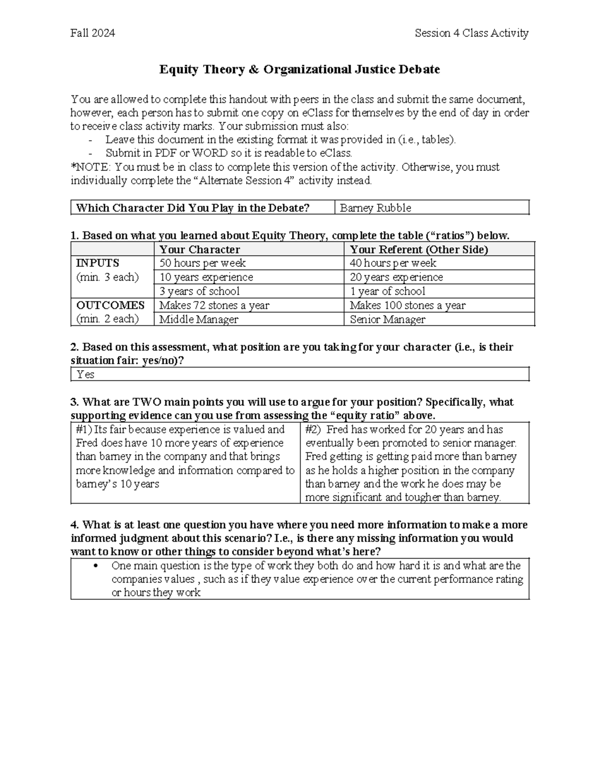 Equity Fairness Debate (In Class Activity Session 4) - Fall 2024 ...