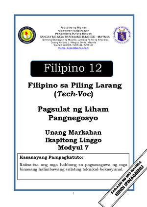 Piling Larang Tech Voc Q2 Module-2 final - 12 SENIOR HIGH SCHOOL ...