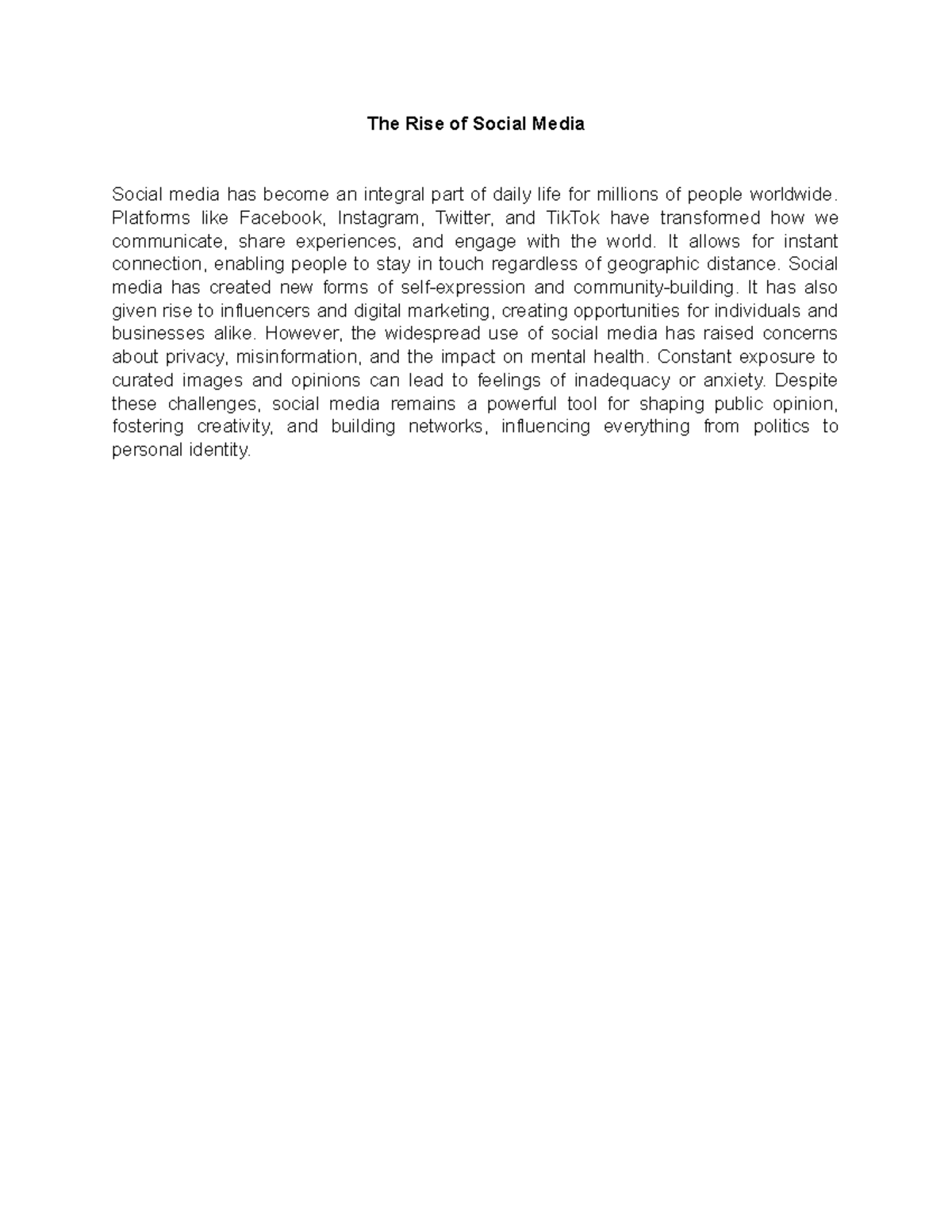 The Rise of Social Mediaa - The Rise of Social Media Social media has ...