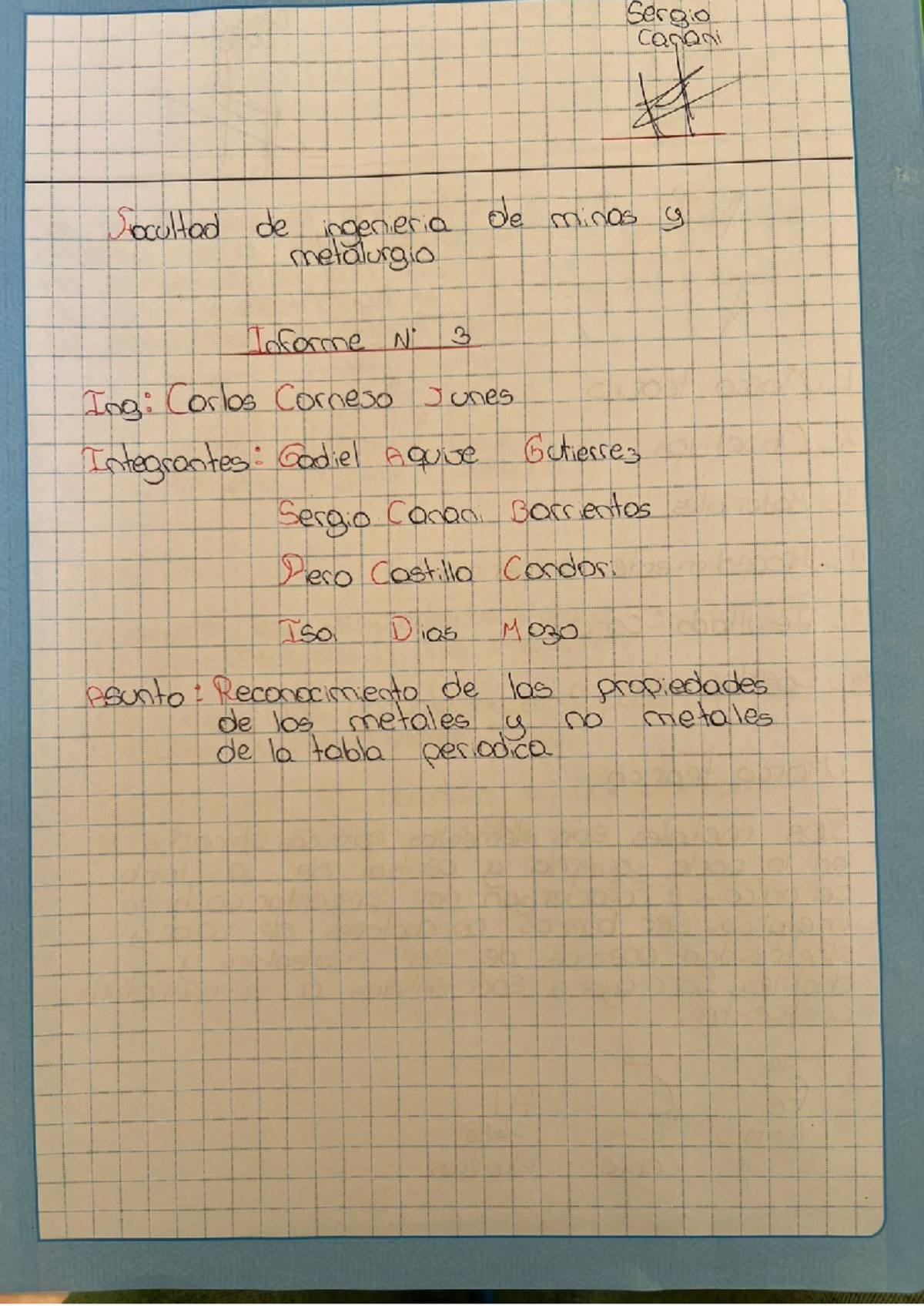 Informe Química N° 3 - Laboratorio de Propiedades de Metales y No ...