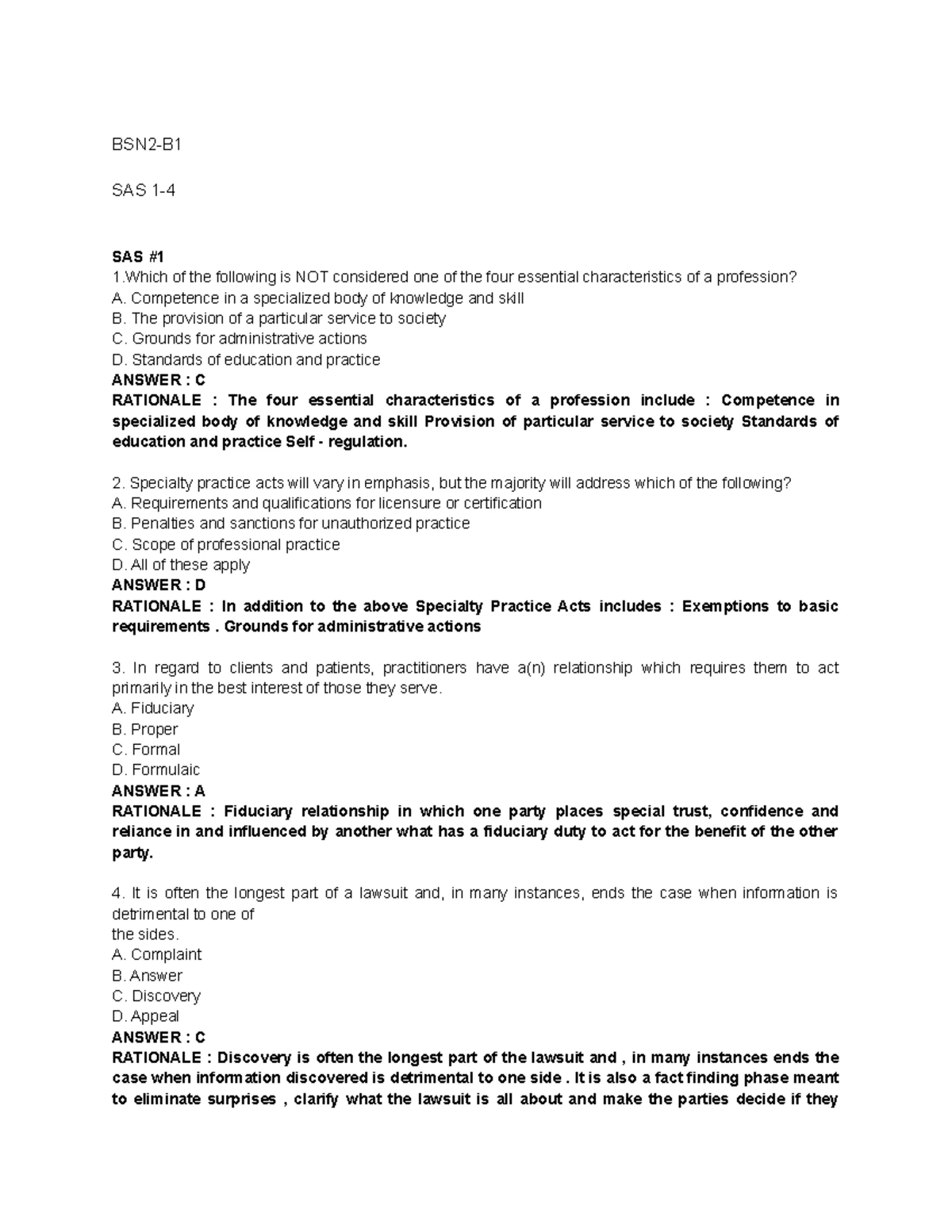 Bioethics practice tests with answers - BIOETHICS IN NURSING PRACTICE ...