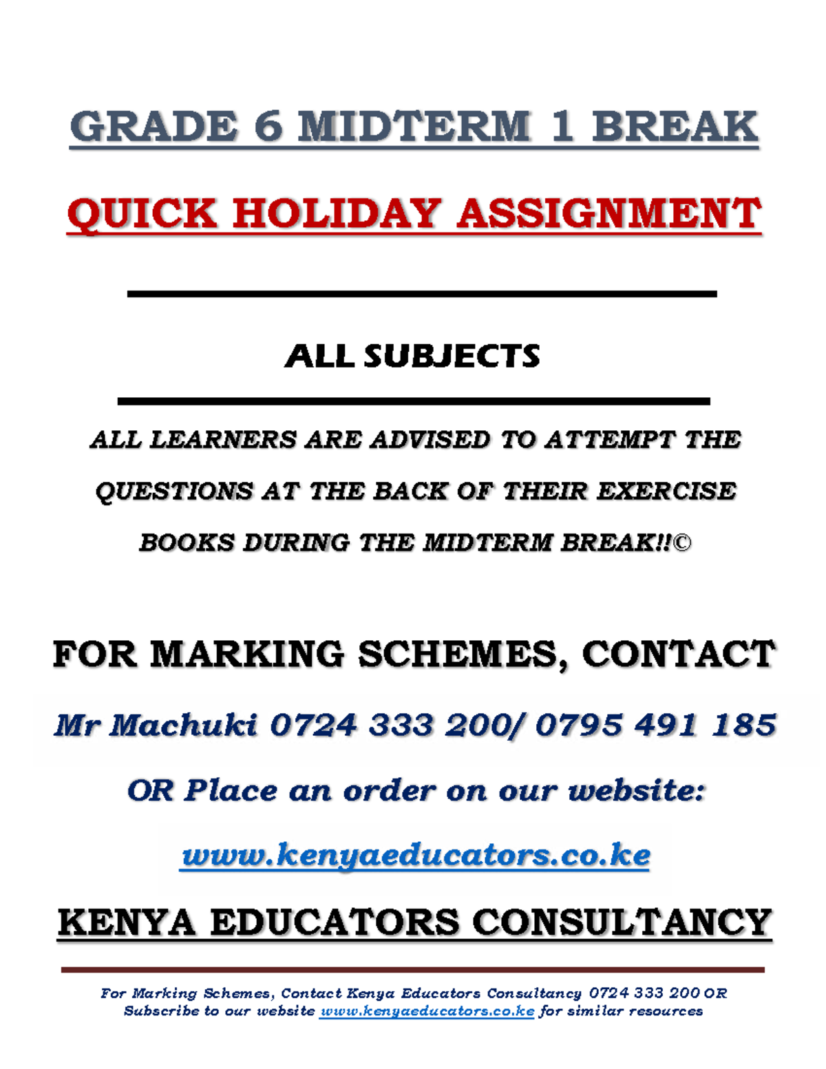 GRADE 6 MIDTERM 1 HOLIDAY ASSIGNMENT - ALL SUBJECTS - Studocu