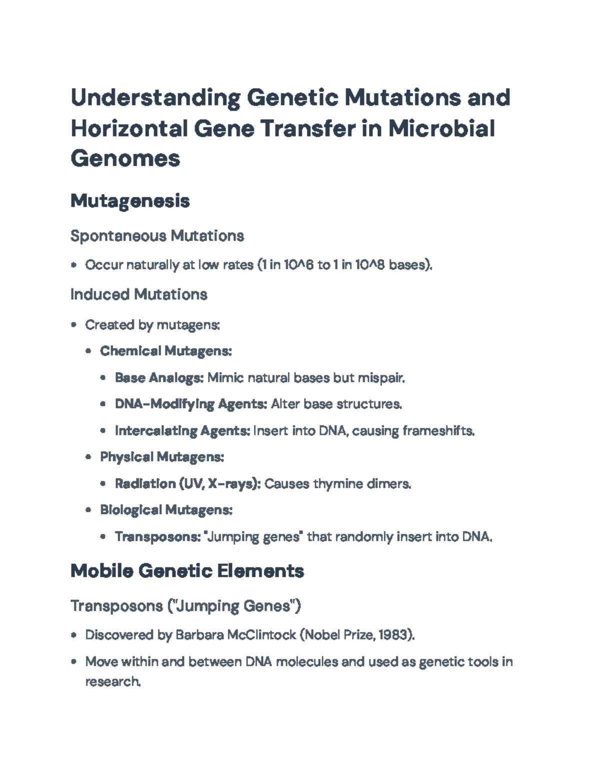 Genetic Mutations and Horizontal Gene Transfer in Microbial Genomes ...