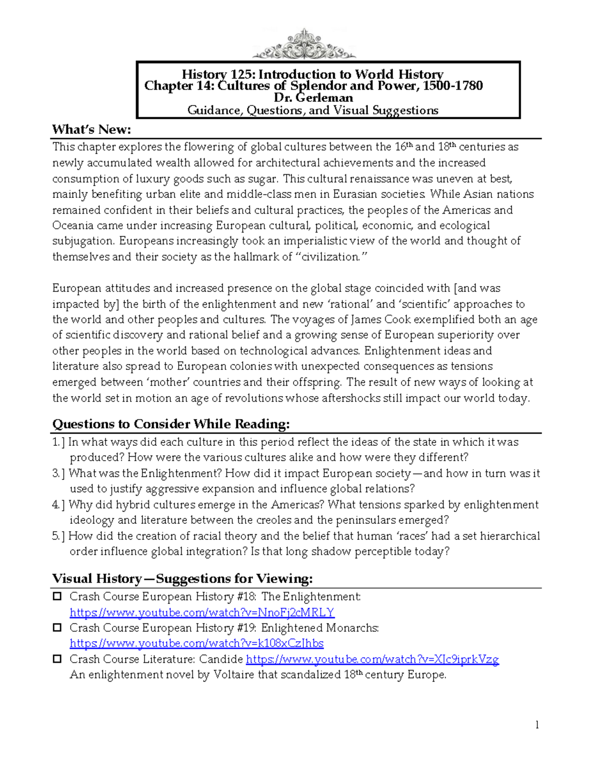 History 125: Chapter 14 - Cultures of Power & Enlightenment (1500-1780 ...