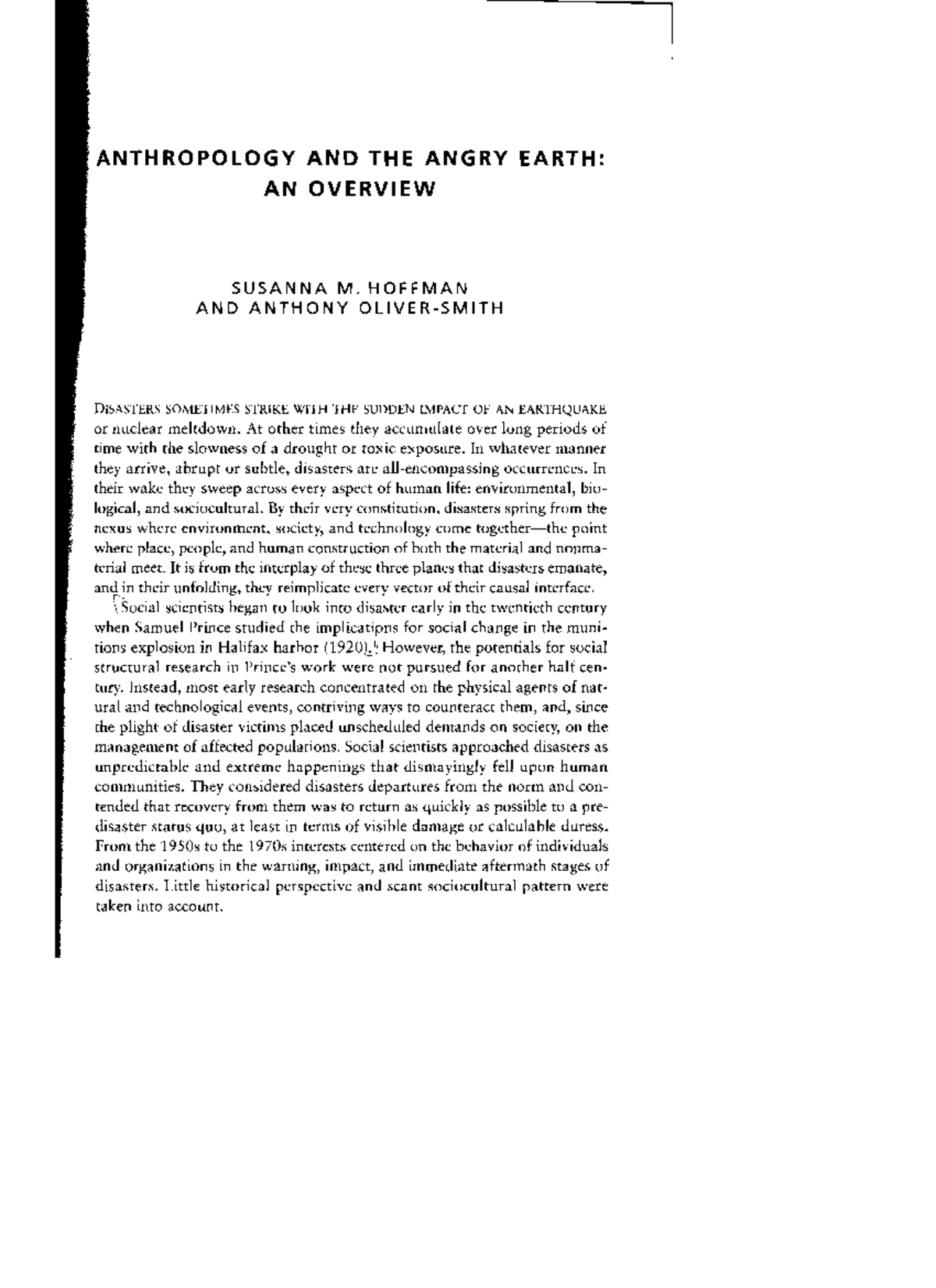 ANTH 101: Anthropology and the Angry Earth - Insights into Disaster ...