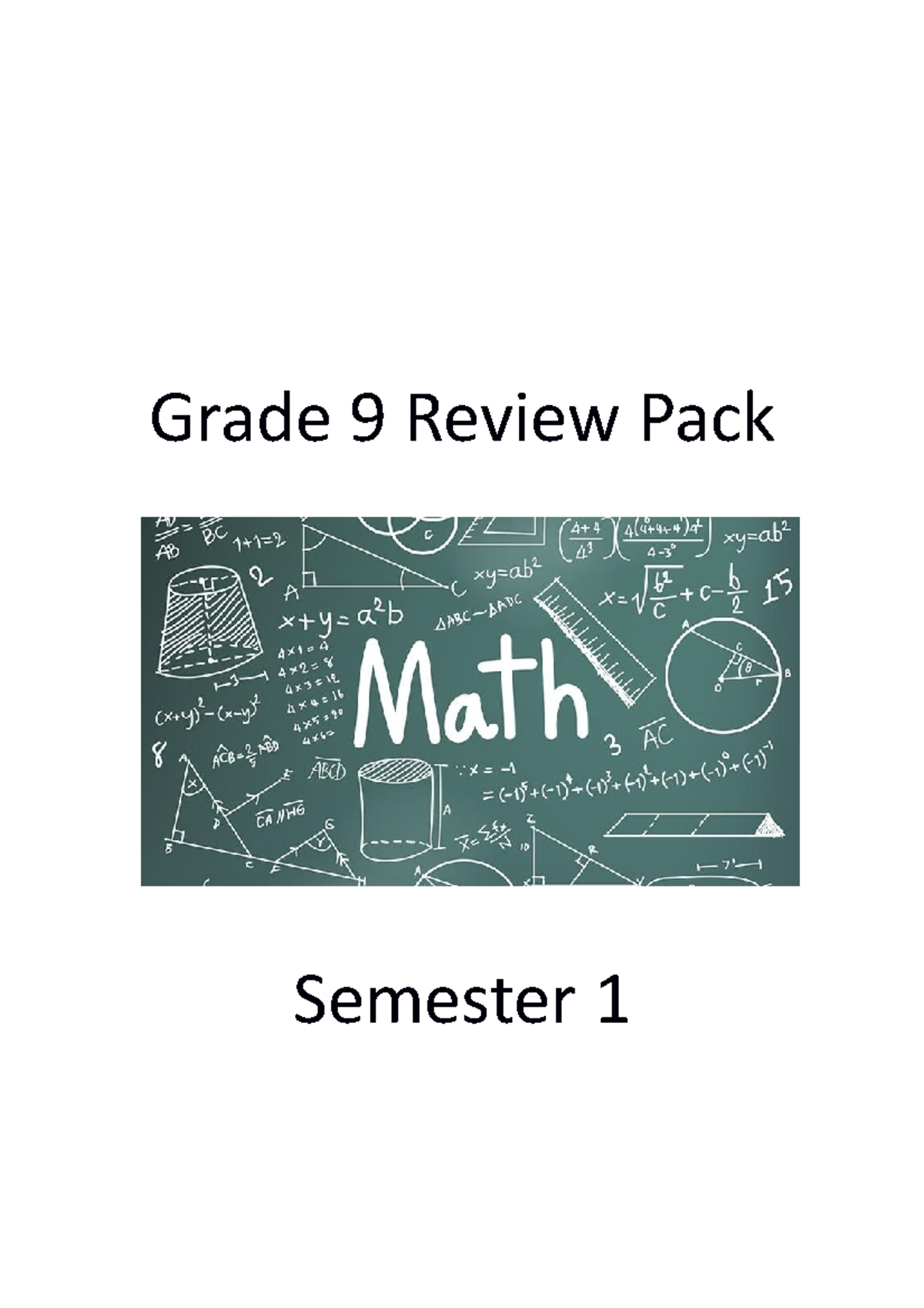Maths Endterm Review - Answers - Grade 9 Review Pack Semester 1 ...