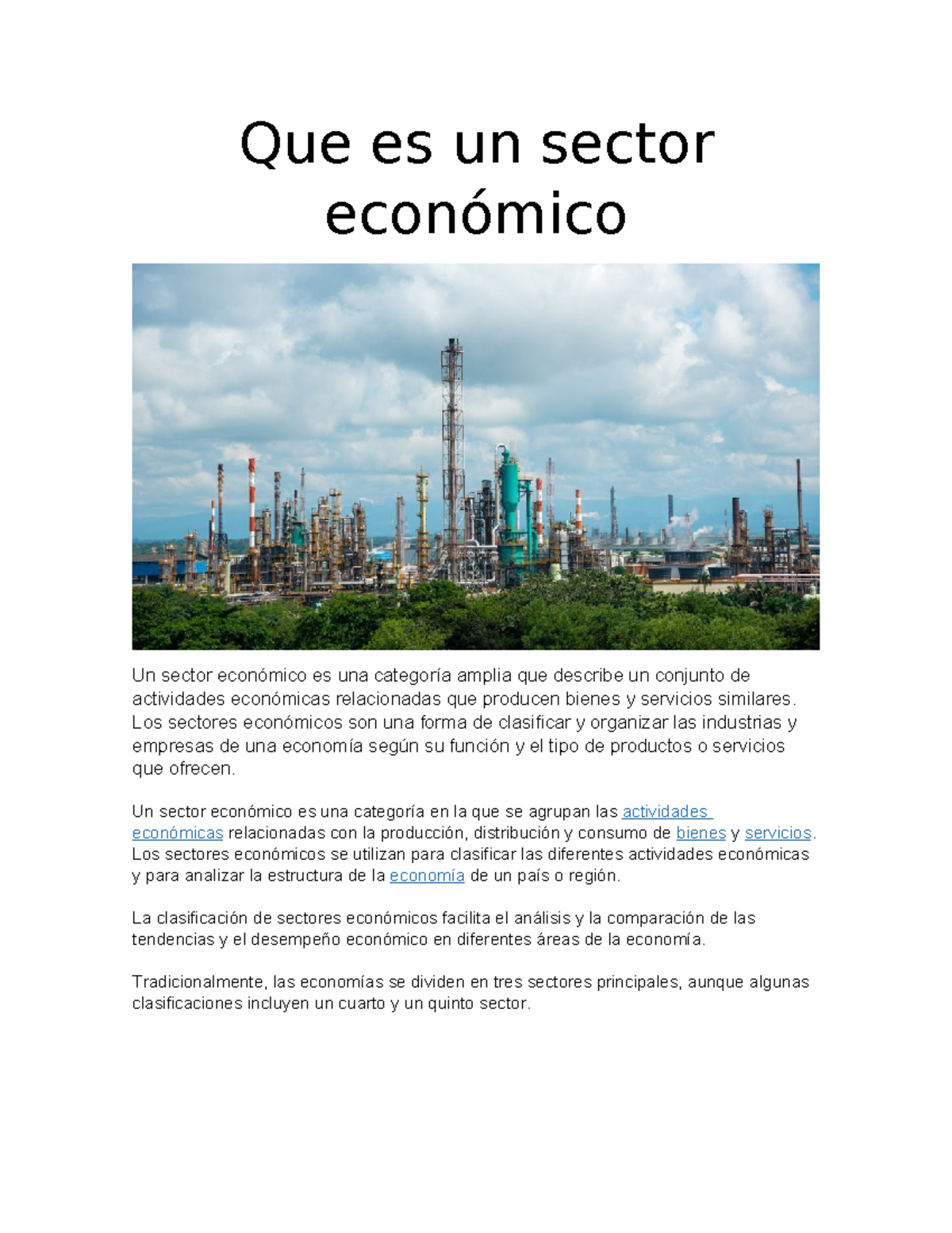 Qué es un Sector Económico? Análisis y Clasificación 2 - Studocu