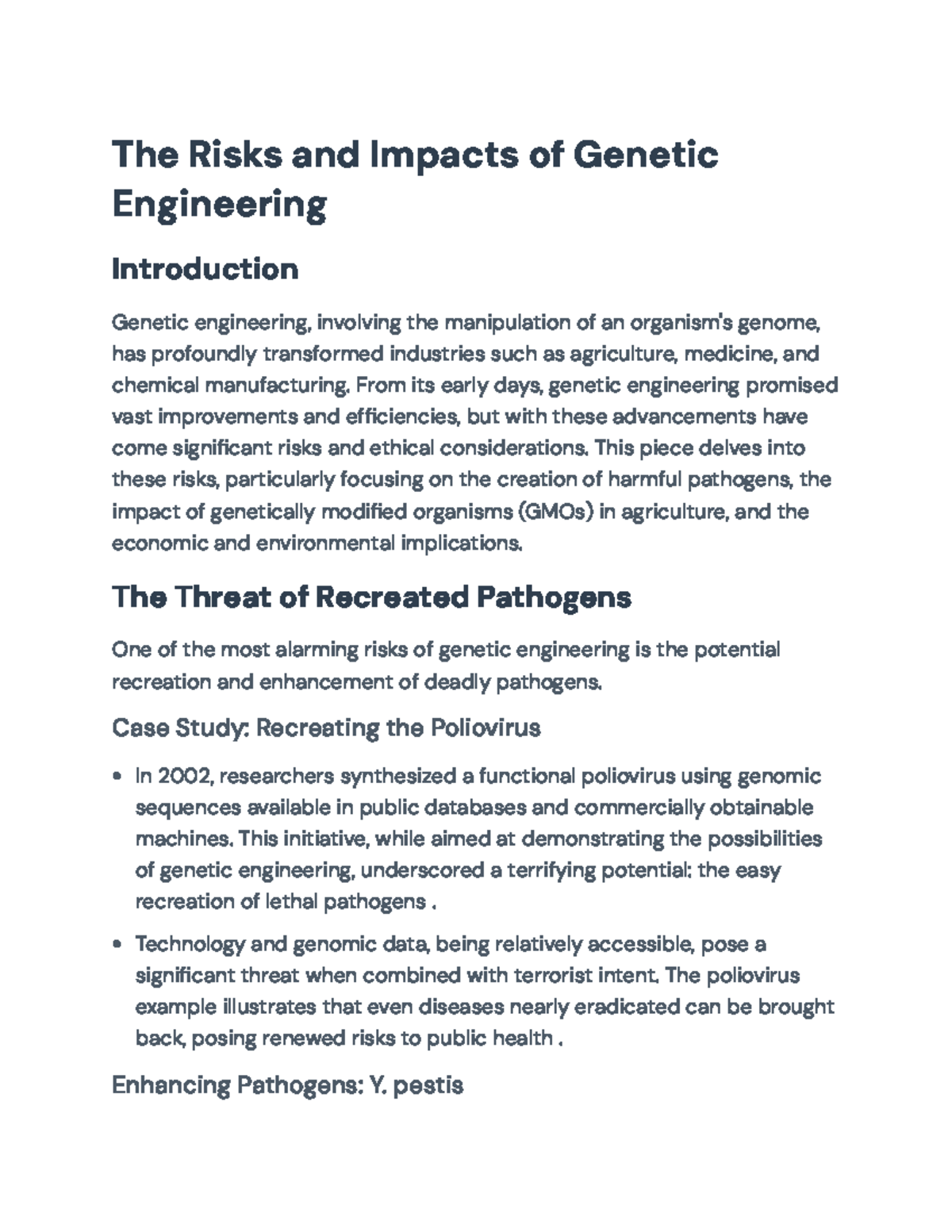 The Risks and Impacts of Genetic Engineering: Insights and ...