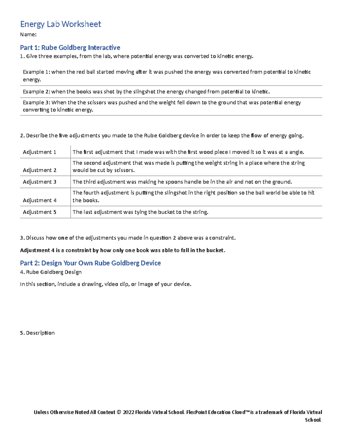 02 01 energy worksheet - Energy Lab Worksheet Name: Part 1: Rube ...
