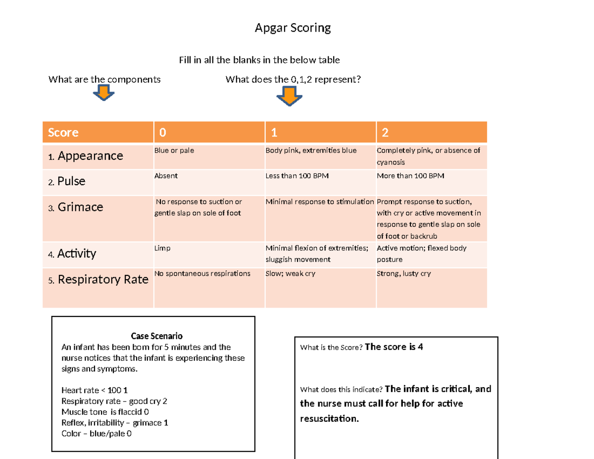 Apgarscores Concept map-ATI - Apgar Sco ring Fill in all the blanks in ...
