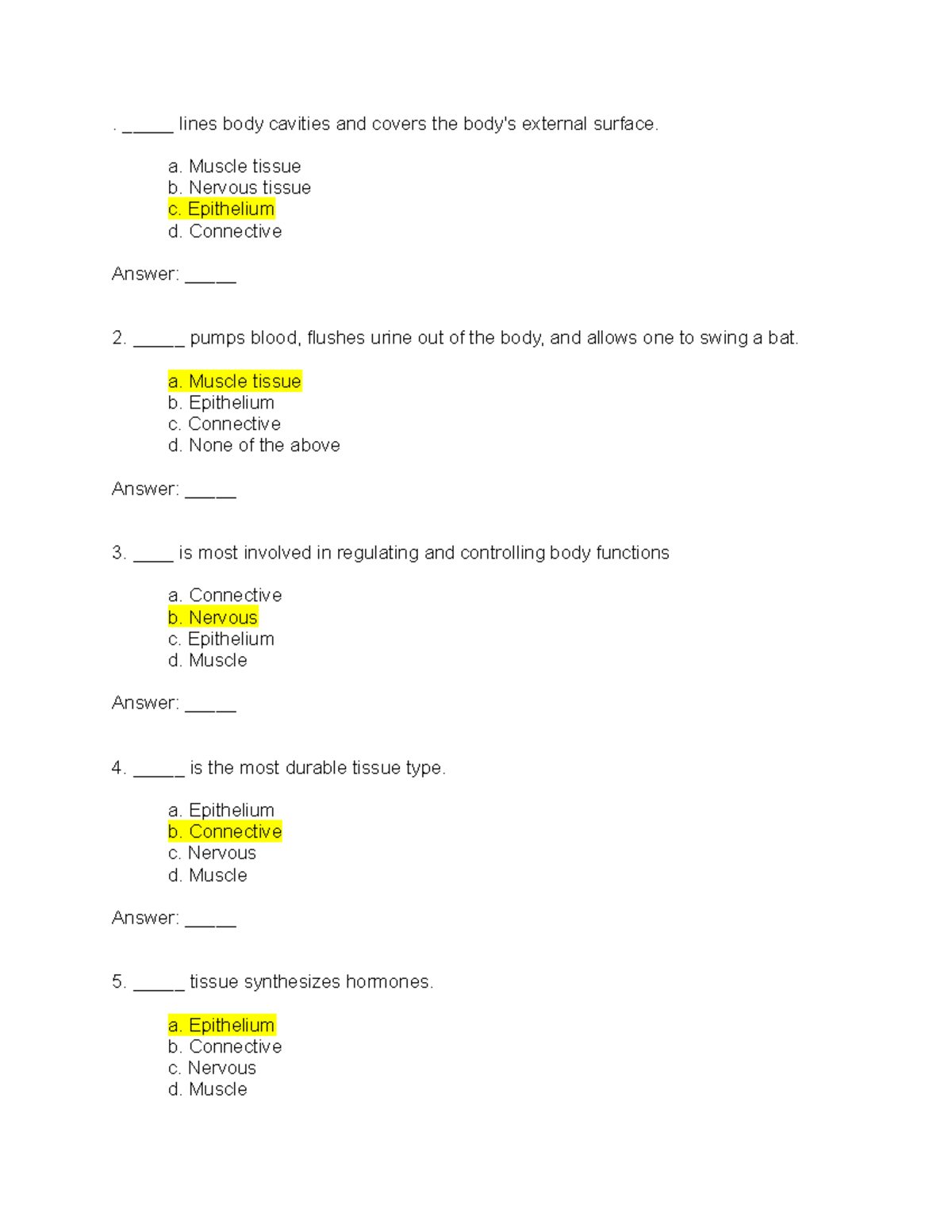 Chap 4 Quiz: Tissues and Their Functions - Studocu