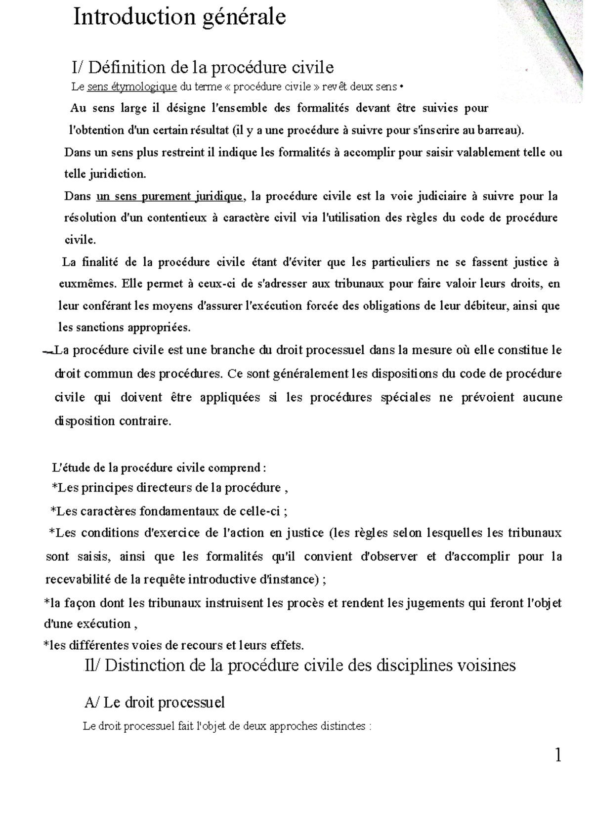 Procédure Civile S6 : Principes et Conditions d'Action en Justice - Studocu