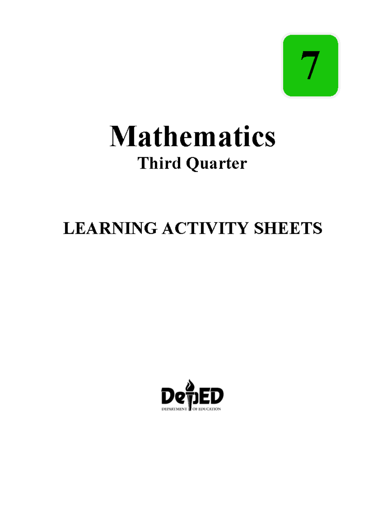 Mathematics 7 LAS Quarter 3 - 7 Mathematics Third Quarter LEARNING ...