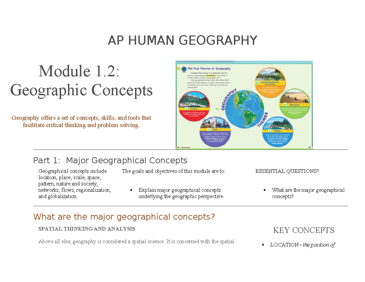 AP Human Geography: Key Concepts in Module 1.2 Overview - Studocu