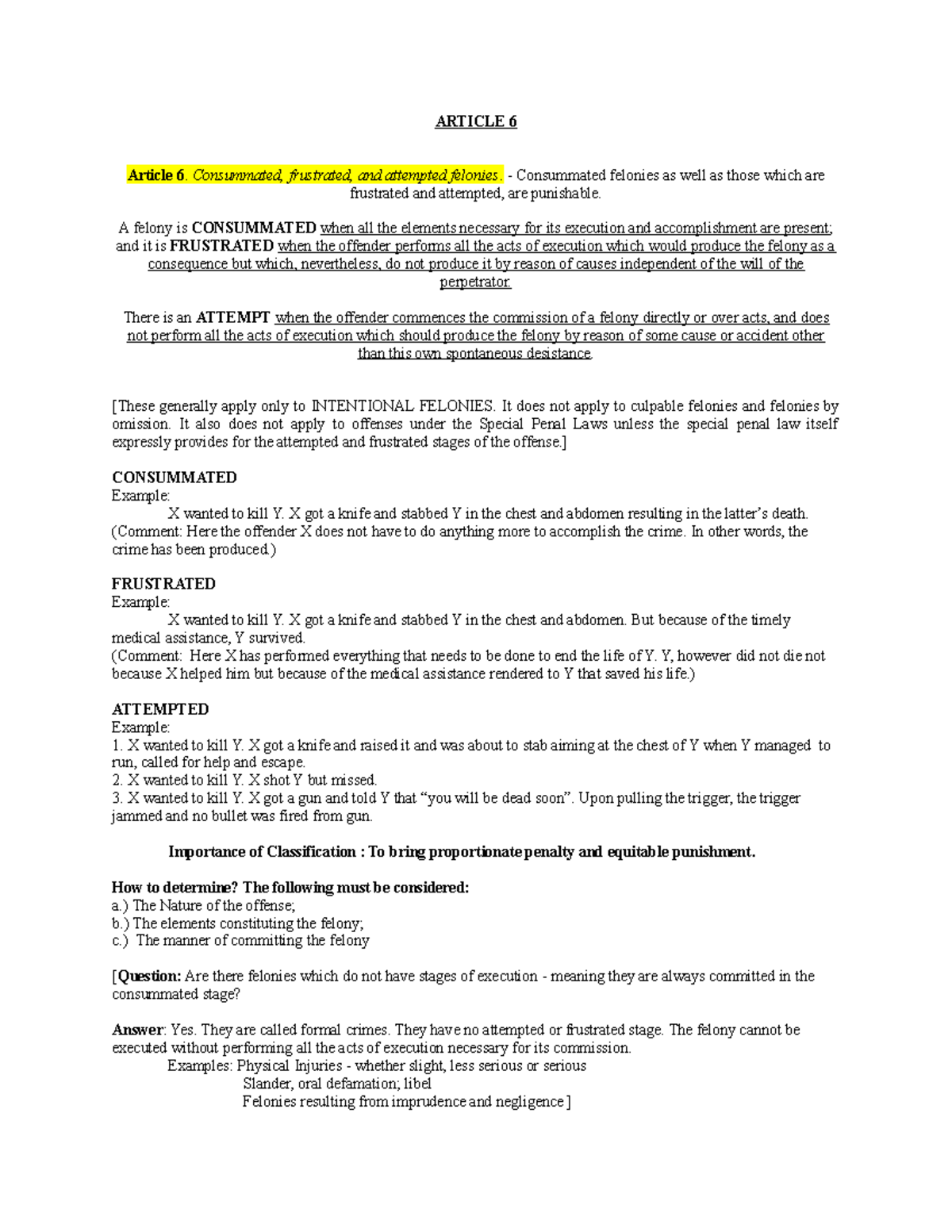 Criminal Law 1: Stages of Criminal Acts - Consummated, Frustrated ...