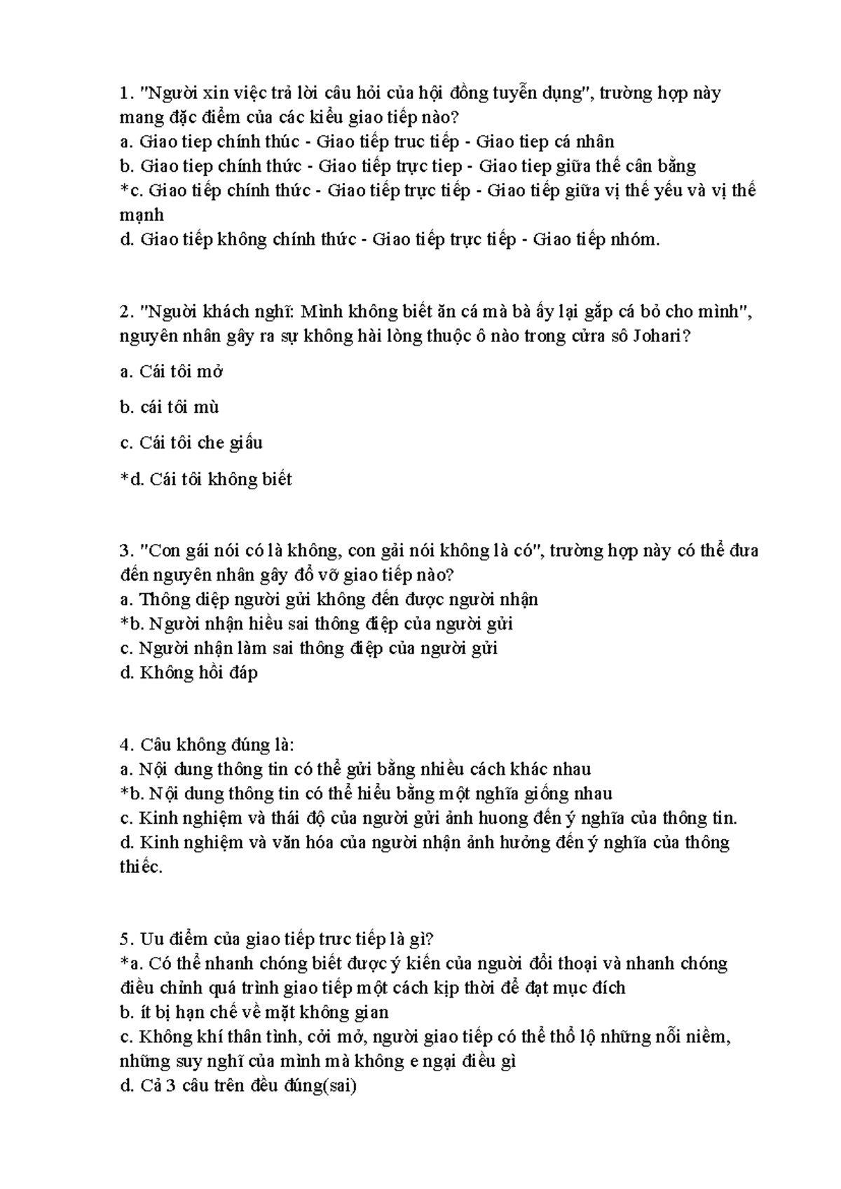 KNGT 3 - Giao Tiếp: Câu Hỏi và Phân Tích Các Kiểu Giao Tiếp - Studocu