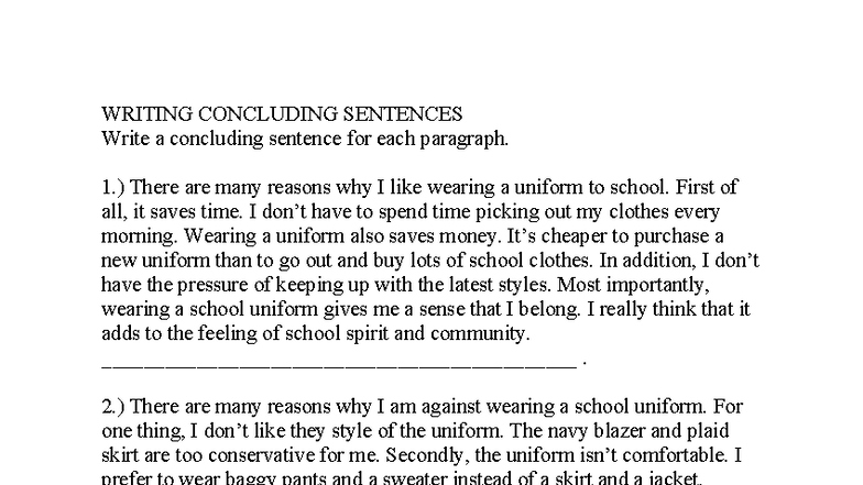 Writing Concluding Sentences - E-Learning Guide - Studocu