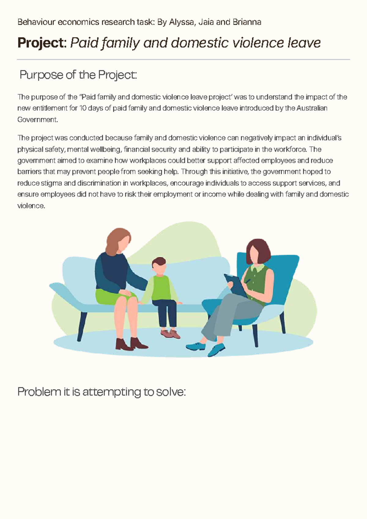 Behavioural Economics Research Task: Paid Family Violence Leave Project ...