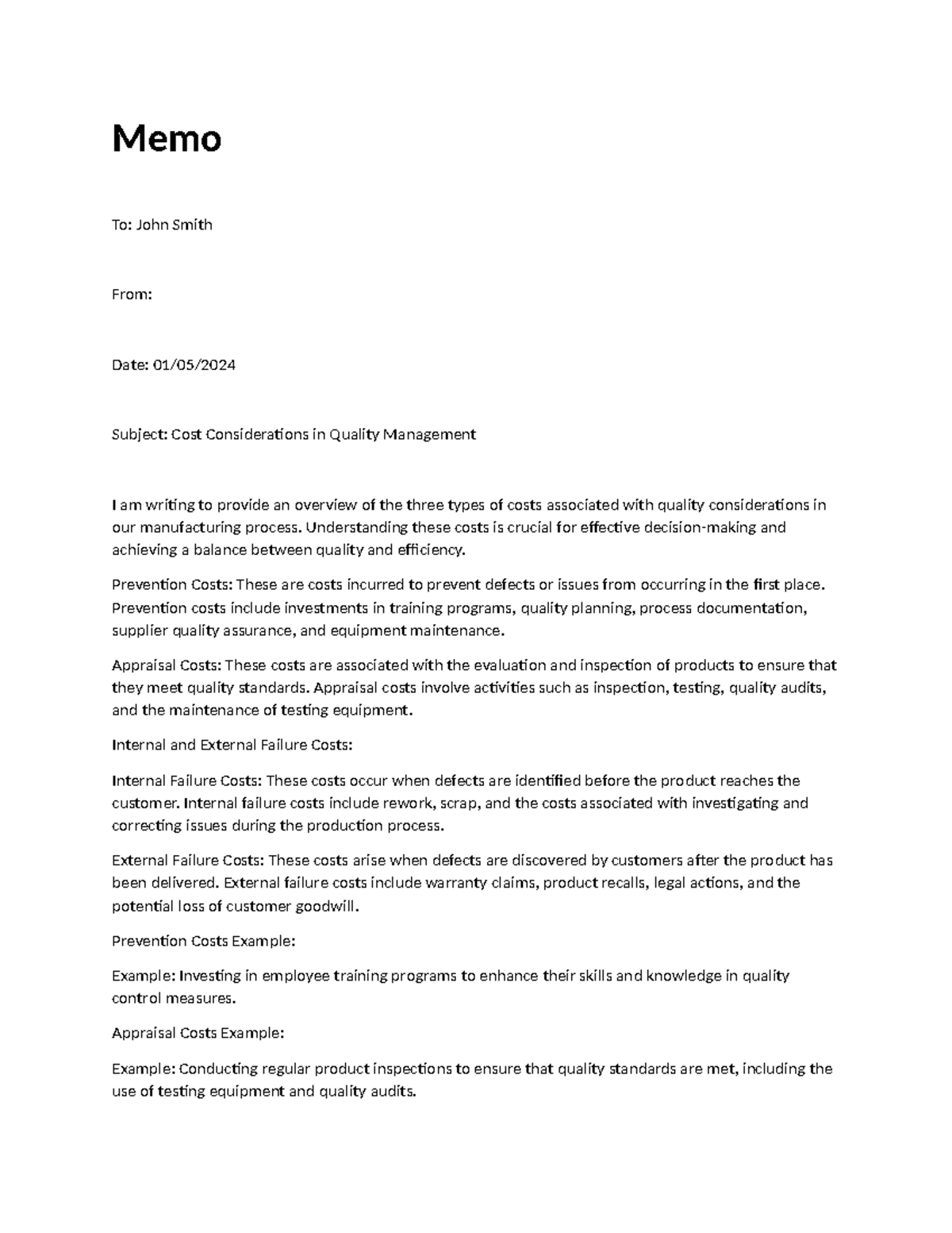 AVM1 - Task 1 - Overview of Cost Considerations in Quality Management ...