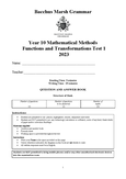 Mathematical Methods- Unit 1 - Grade: 11 - Victorian Certificate of ...