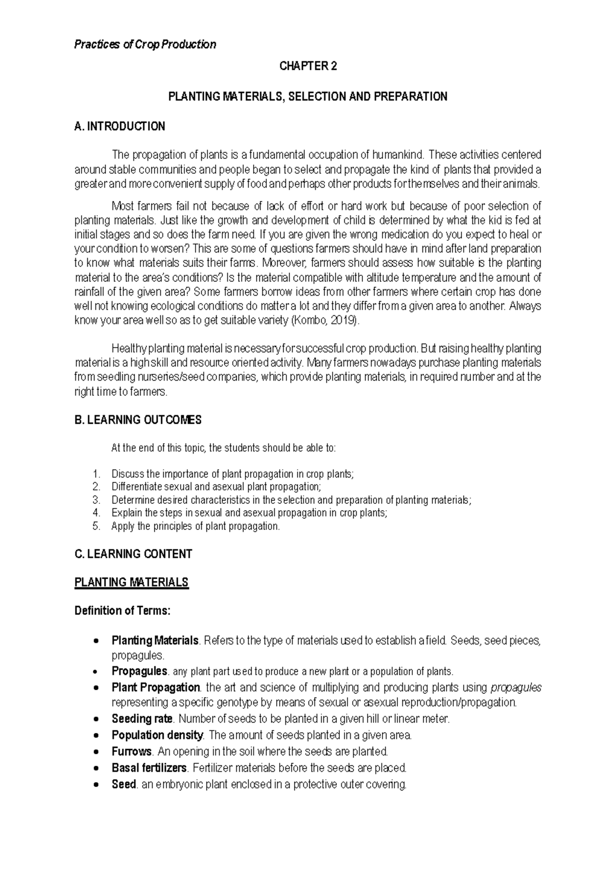 Module 2: Planting Materials, Selection & Preparation for Crop Success ...