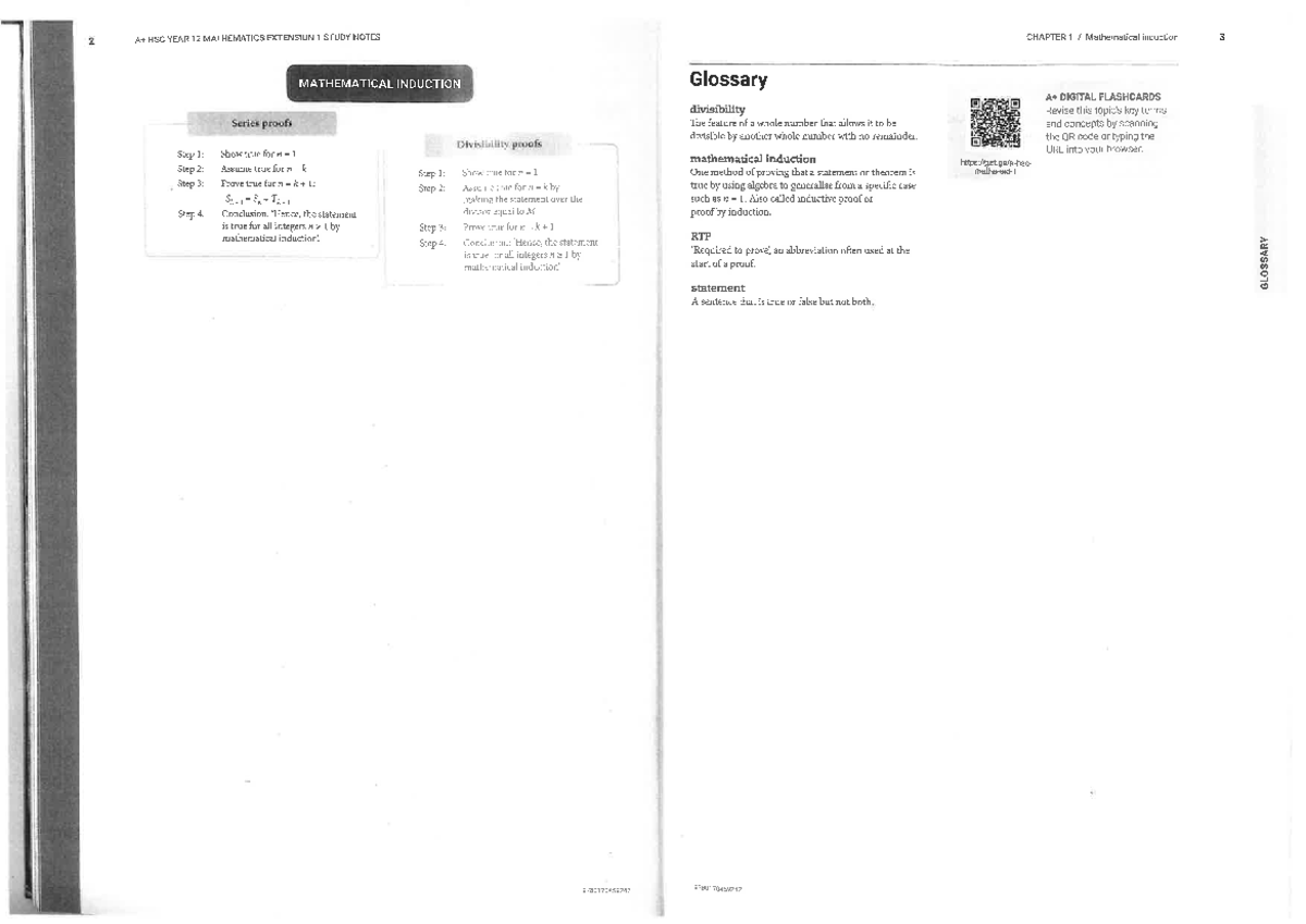 CHAPTER 1 & 2 Study Notes: Mathematical Induction & Vectors HSC Year 12 ...