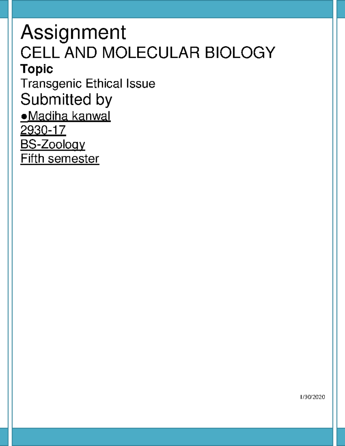 Transgenic Ethical Issues in CELL AND MOLECULAR BIOLOGY Assignment ...
